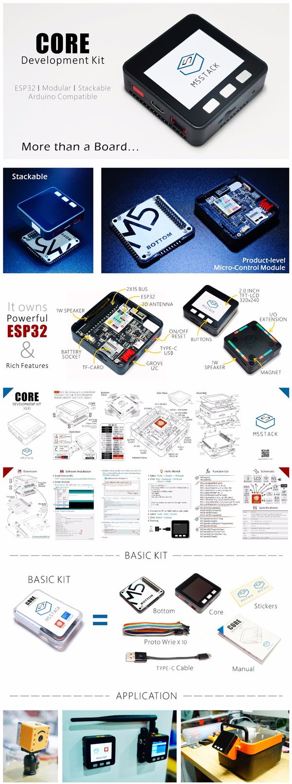 Esp32 Basic Core Development Kit Extensible Micro Control Wifi Ble Iot Prototype Board For